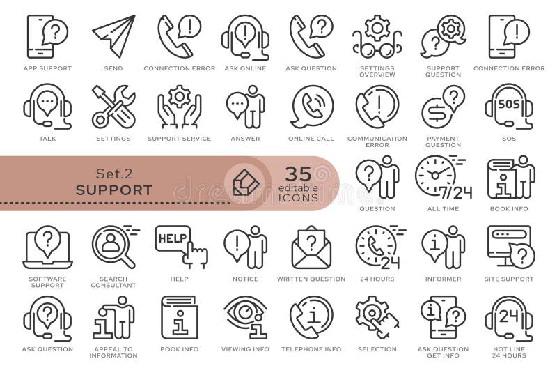 Set icons support 02 stock vector. Illustration of communication ...