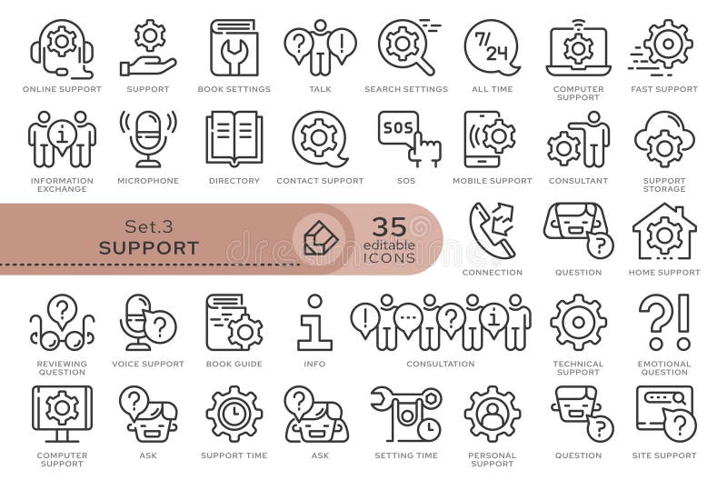 Set icons support 03 stock vector. Illustration of communication ...
