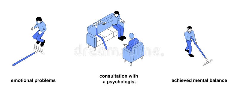 Set of Conceptual Illustrations about Emotional Problems and Their ...