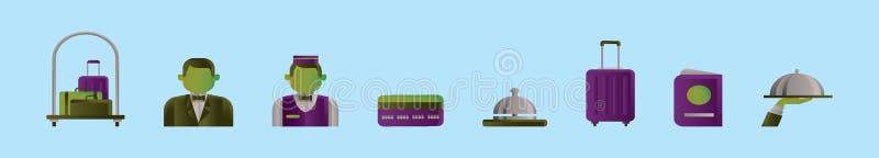 Set of Concierge Cartoon Icon Design Template with Various Models ...