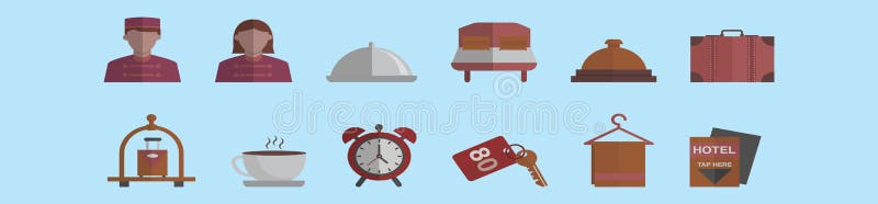 Set of Concierge Cartoon Icon Design Template with Various Models ...