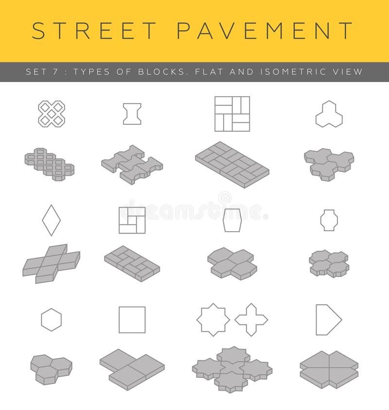 Types of street pavement stock illustration. Illustration of ...