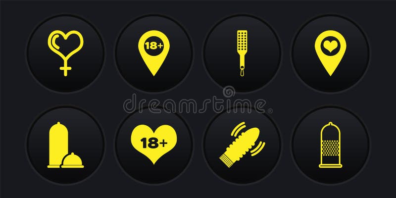 Set Condoms Safe Sex Location With Heart 18 Plus Content Vibrator