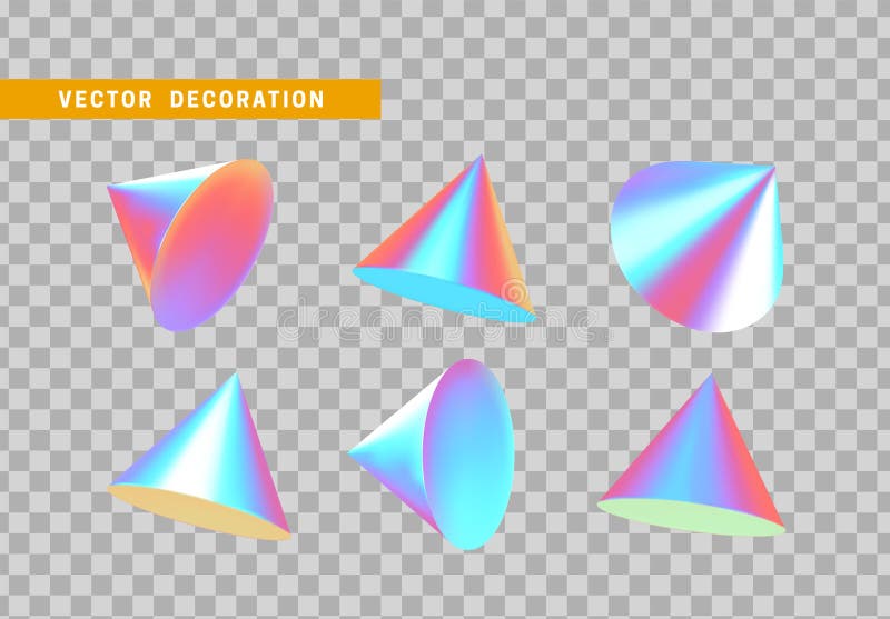 Set of Cone is Three-dimensional Geometric Shape Isolated with Colorful ...