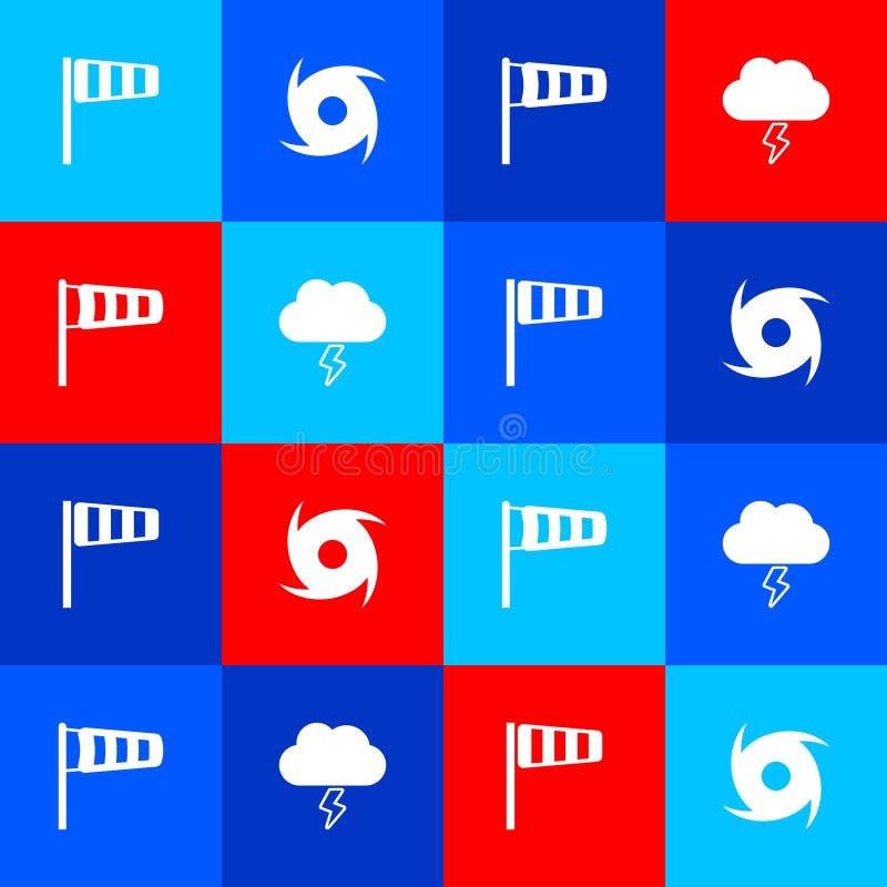 Set Cone Windsock Wind Vane, Tornado, Meteorology and Storm Icon ...