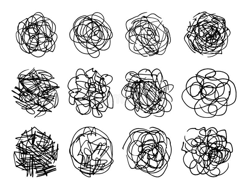 Confused Messed Up Thoughtsicon Set. Vector Illustration for Therapist ...