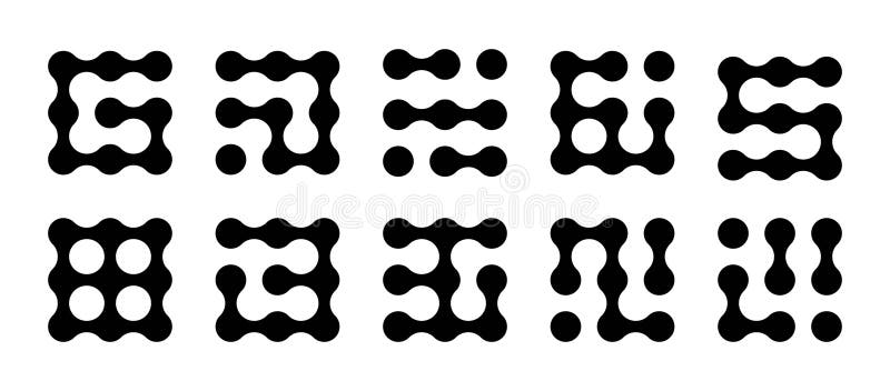 Set of Connected Black Dots. Transition Metaballs. Integration Symbol ...