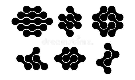 Set of Connected Black Dots. Transition Metaballs. Integration Symbol ...