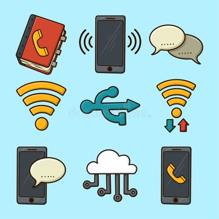 Set Connectivity Cartoon Vector Illustration Stock Vector ...