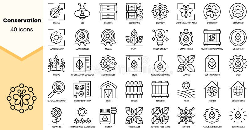 Set of Conservation Icons. Simple Line Art Style Icons Pack Stock ...