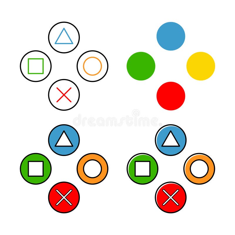 Set of Console Gaming Gamepad Icon, Joystick Gadget Technology Button ...