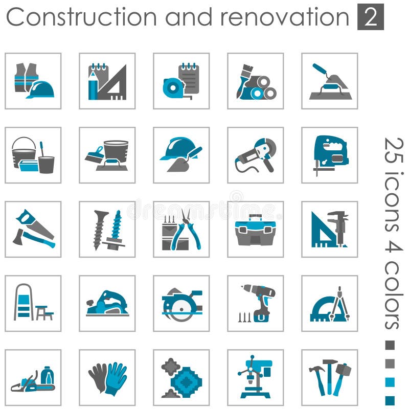 Construction and Renovation Icons 2 Stock Illustration - Illustration ...
