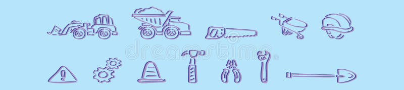 Set of Construction Cartoon Design Template with Various Models. Vector ...