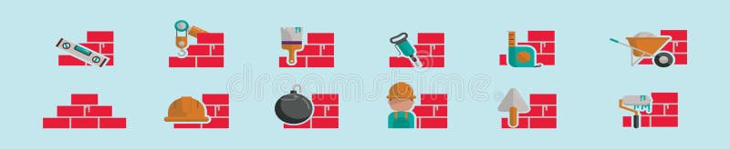 Set of Construction Cartoon Icon Design Template with Various Models ...