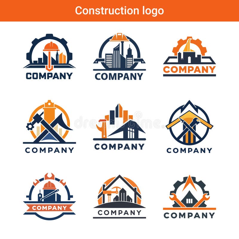 Set of Construction Company Logo Design Elements Stock Vector ...