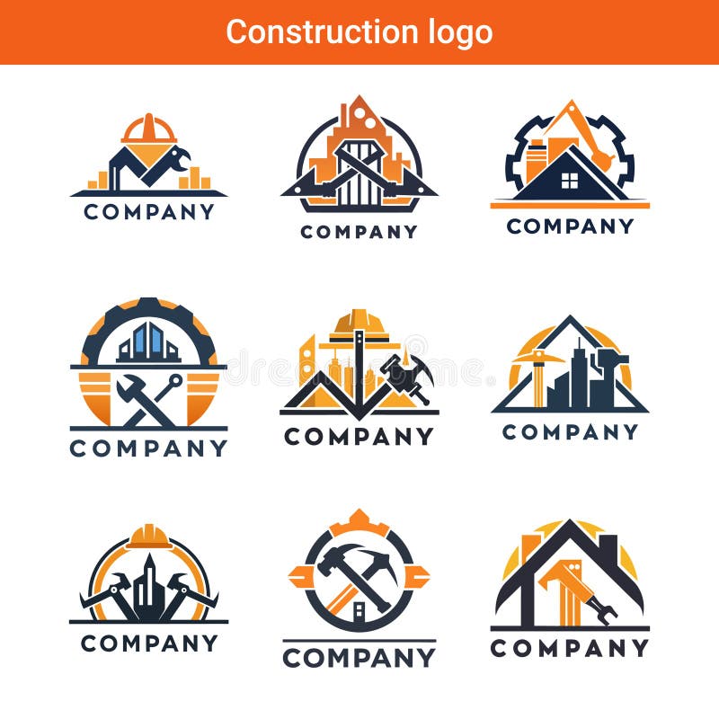 Set of Construction Company Logo Design Elements Stock Vector ...