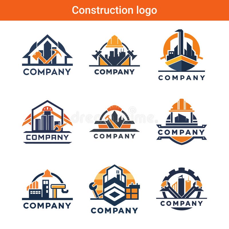 Set of Construction Company Logo Design Elements Stock Vector ...