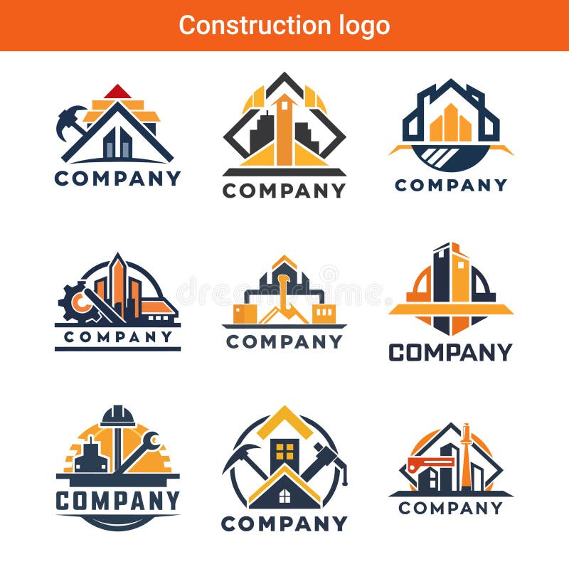 Set of Construction Company Logo Design Elements Stock Vector ...