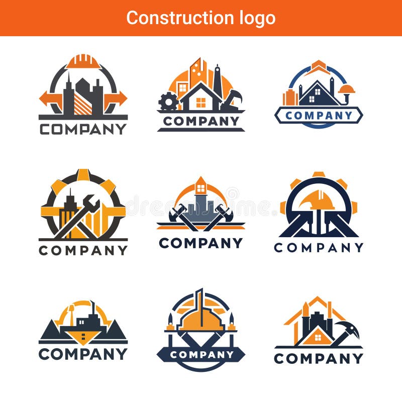 Set of Construction Company Logo Design Elements Stock Vector ...