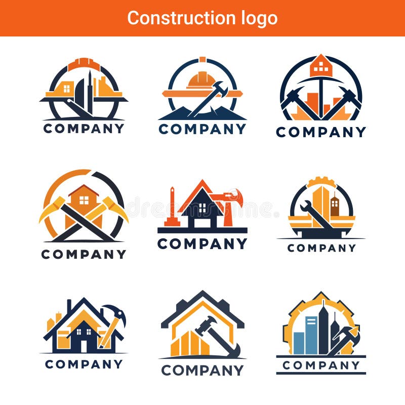 Set of Construction Company Logo Design Elements Stock Vector - Illustration of number, estate ...