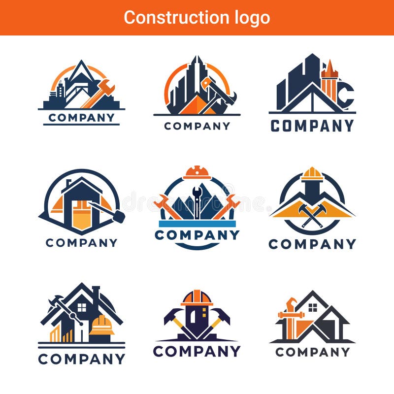 Set of Construction Company Logo Design Elements Stock Vector ...