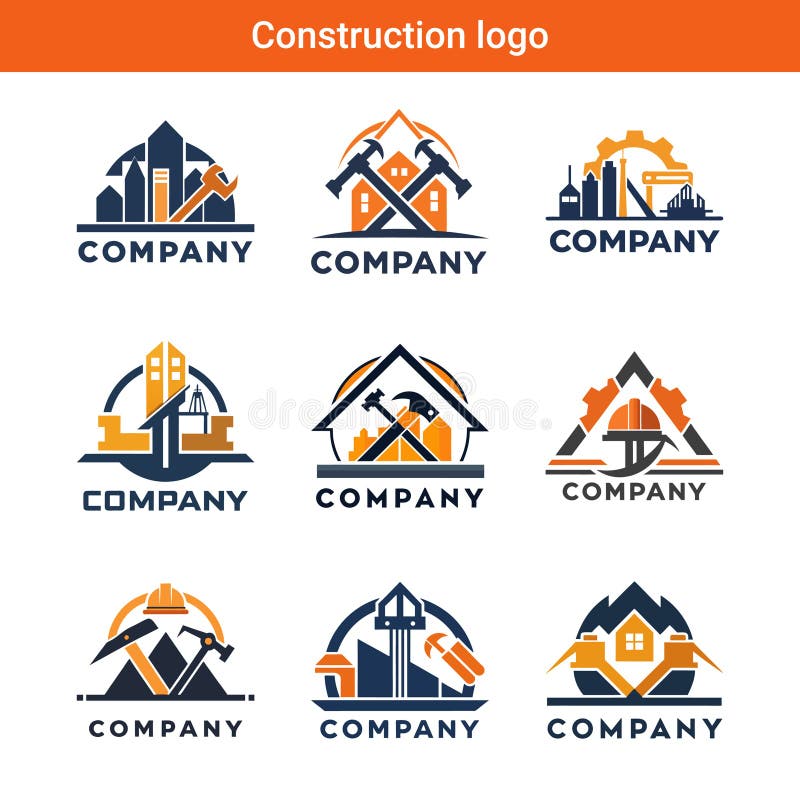 Set of Construction Company Logo Design Elements Stock Vector ...