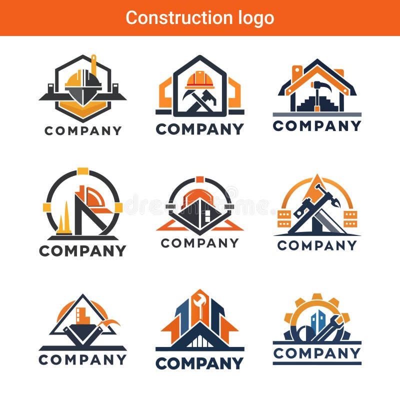 Set of Construction Company Logo Design Elements Stock Vector ...