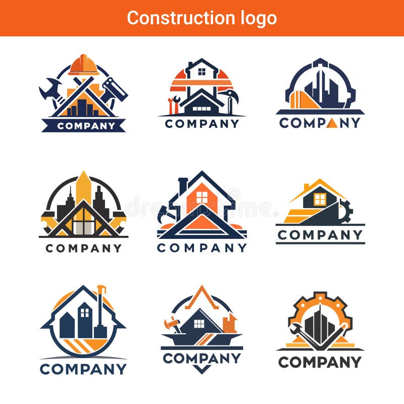 Set of Construction Company Logo Design Elements Stock Vector ...