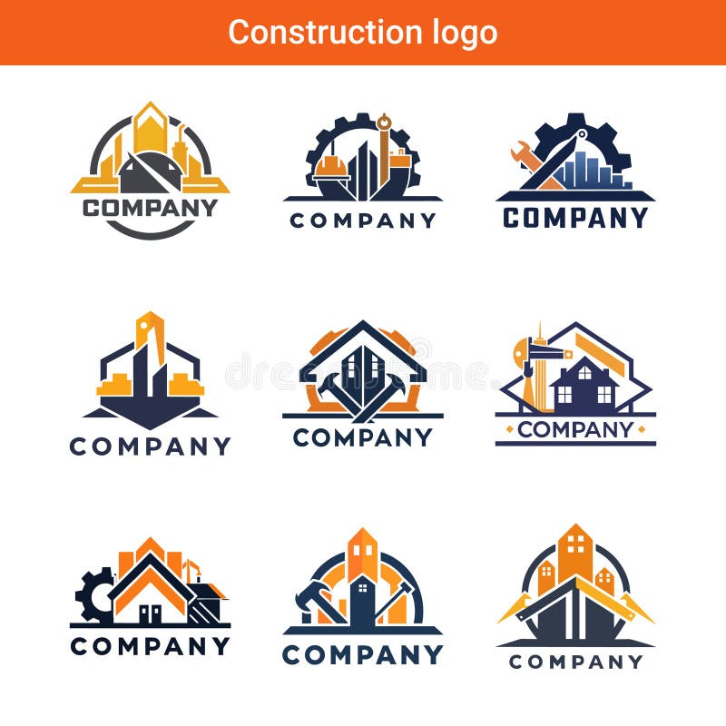 Set of Construction Company Logo Design Elements Stock Vector ...