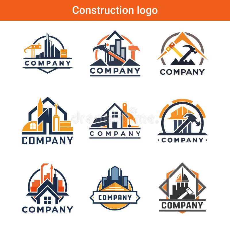 Set of Construction Company Logo Design Elements Stock Vector ...