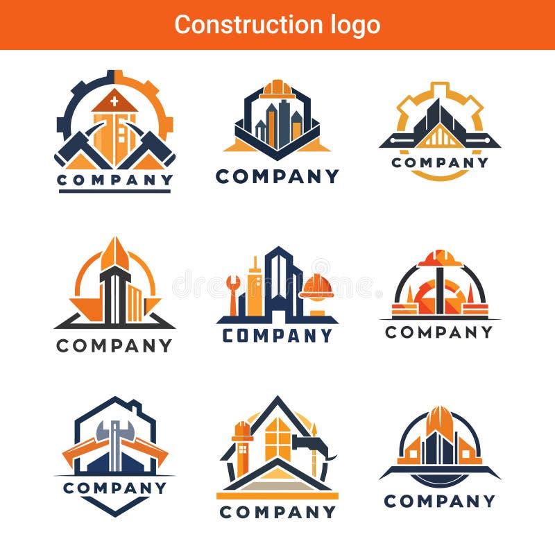 Set of Construction Company Logo Design Elements Stock Vector ...