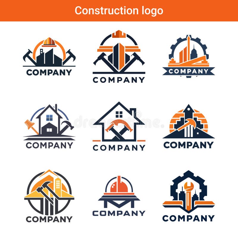 Set of Construction Company Logo Design Elements Stock Vector ...