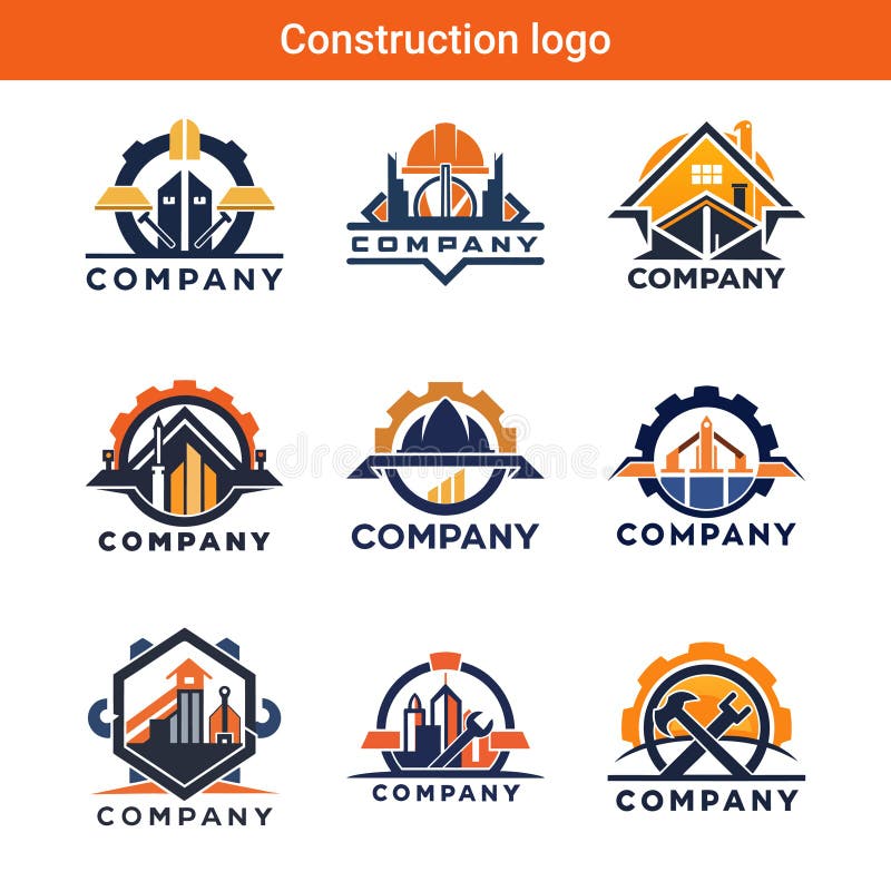 Set of Construction Company Logo Design Elements Stock Vector ...