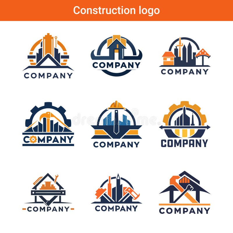 Set of Construction Company Logo Design Elements Stock Vector ...