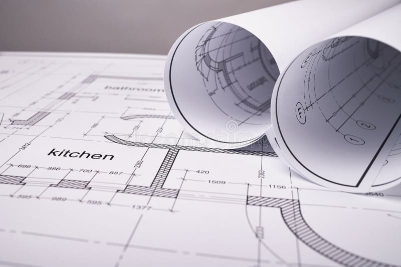 Set of Construction Drawings Stock Photo - Image of horizontal ...
