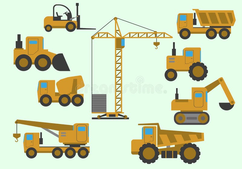 Set of Construction Equipment Stock Vector - Illustration of collection ...