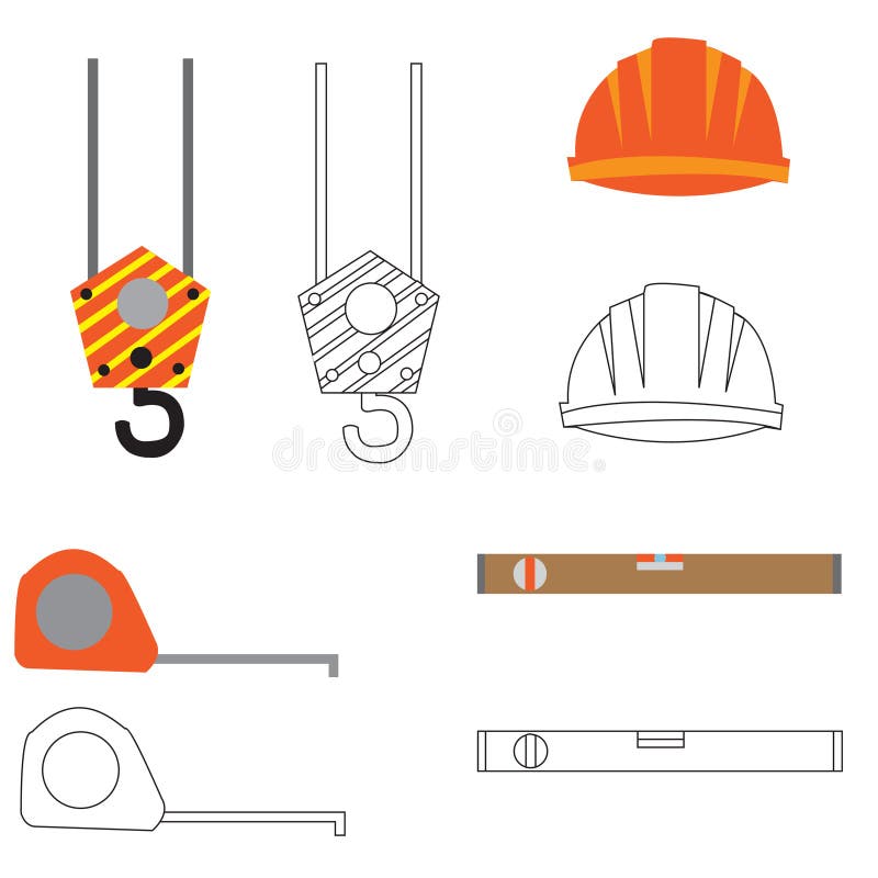 Set of Construction Equipment and Tools, Vector Image. Flat Icon Stock ...