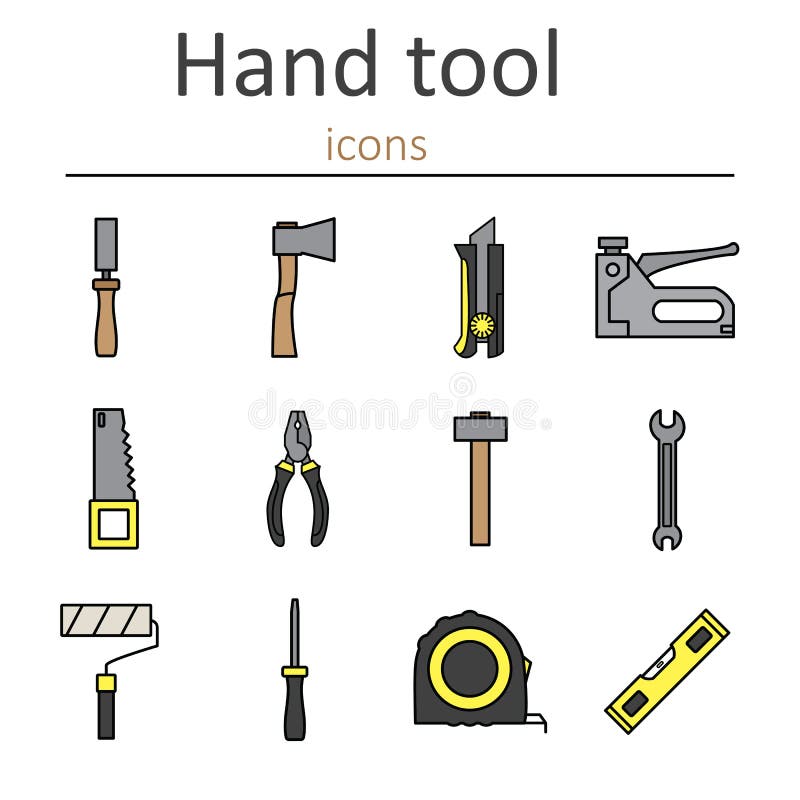 Set of Construction Hand Tools. Instruments for Building and Repair ...