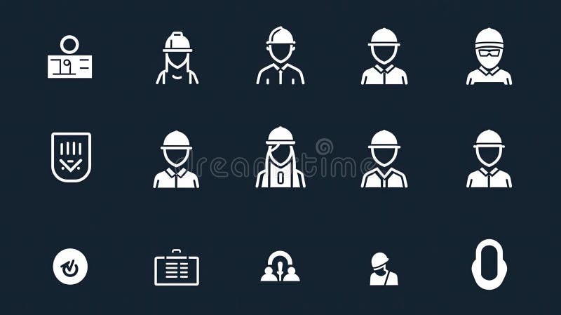 Set of Construction Icons Featuring Tools Equipment and Safety Symbols ...