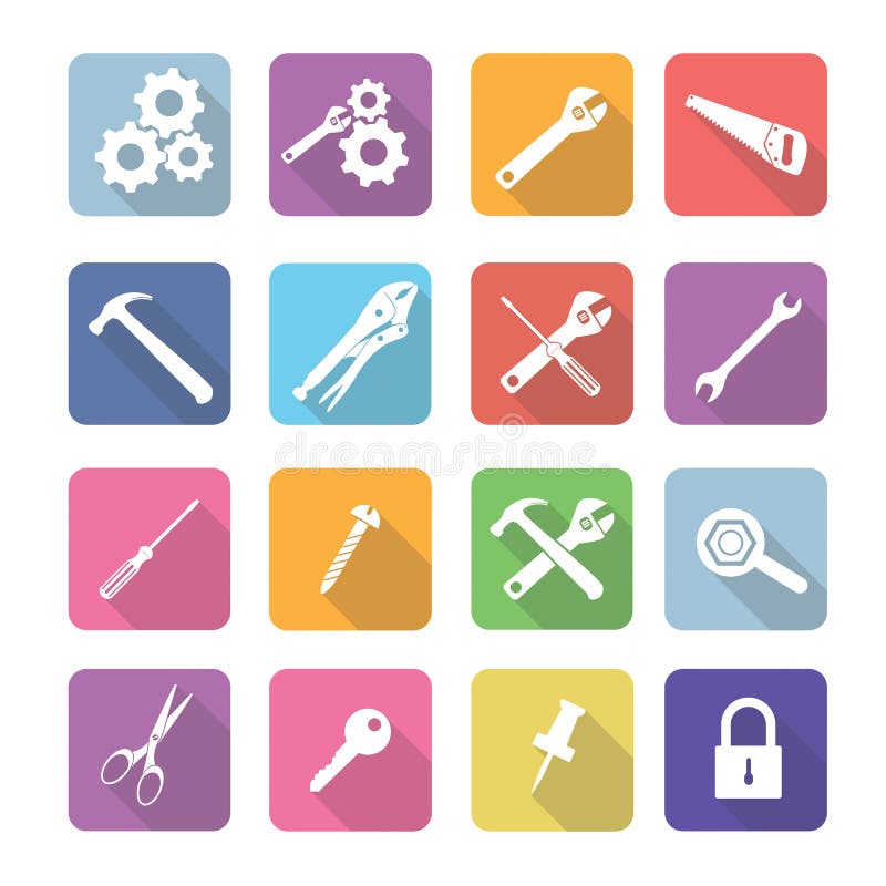 Set of Construction Icons in Flat Design Stock Vector - Illustration of ...