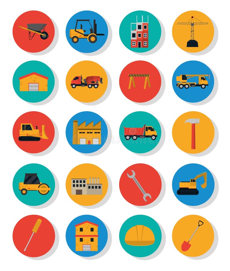 Set of construction icons stock vector. Illustration of barrier - 124808792