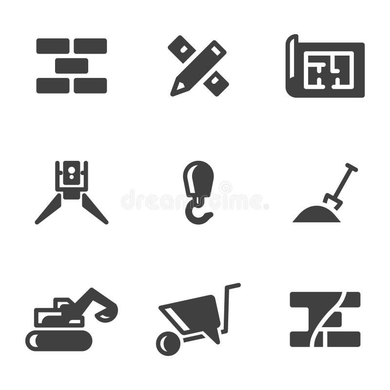 Set of Construction Icons. Various Stages of Construction, Design ...