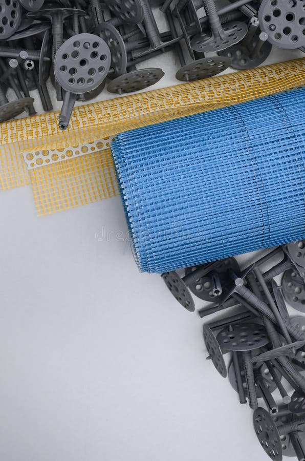 A Set of Construction Items for the Insulation of Walls. Plastic Dowels ...