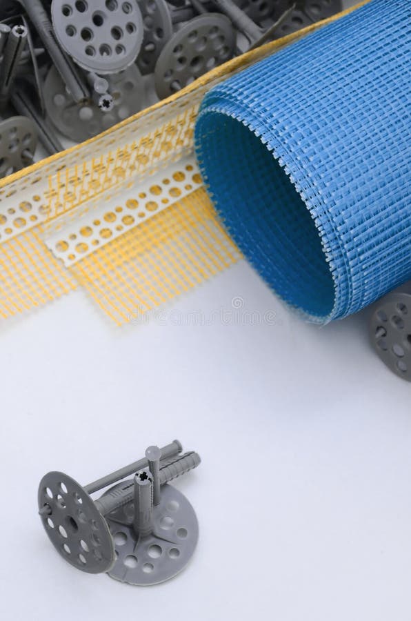 A Set of Construction Items for the Insulation of Walls. Plastic Dowels ...