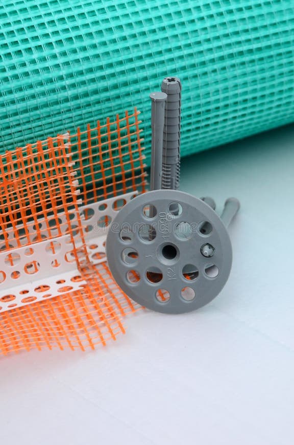 A Set of Construction Items for the Insulation of Walls. Plastic Dowels ...