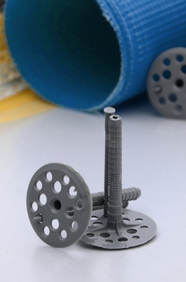 A Set of Construction Items for the Insulation of Walls. Plastic Dowels ...