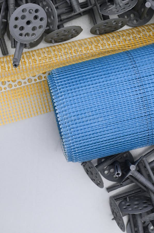 A Set of Construction Items for the Insulation of Walls. Plastic Dowels ...