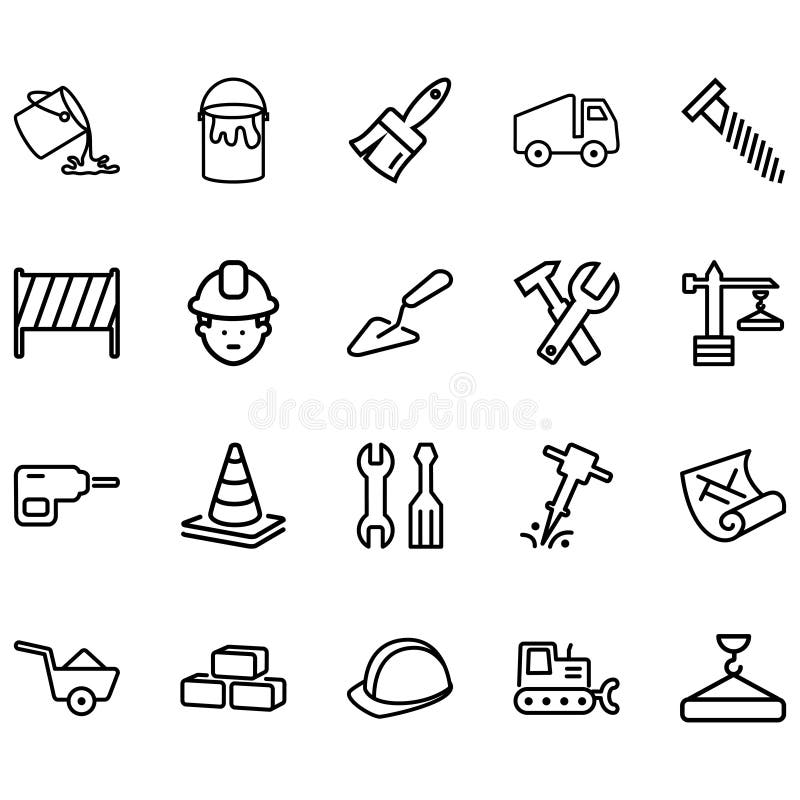 Set of Construction Related Vector Lines Icons. Stock Vector ...