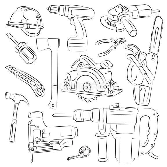 Set of construction tools stock vector. Illustration of equipment ...
