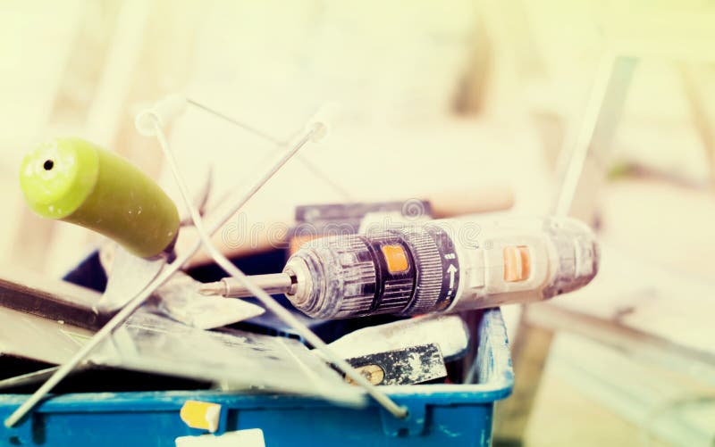 Set of Construction Tools for Repairing the Premises Stock Photo ...